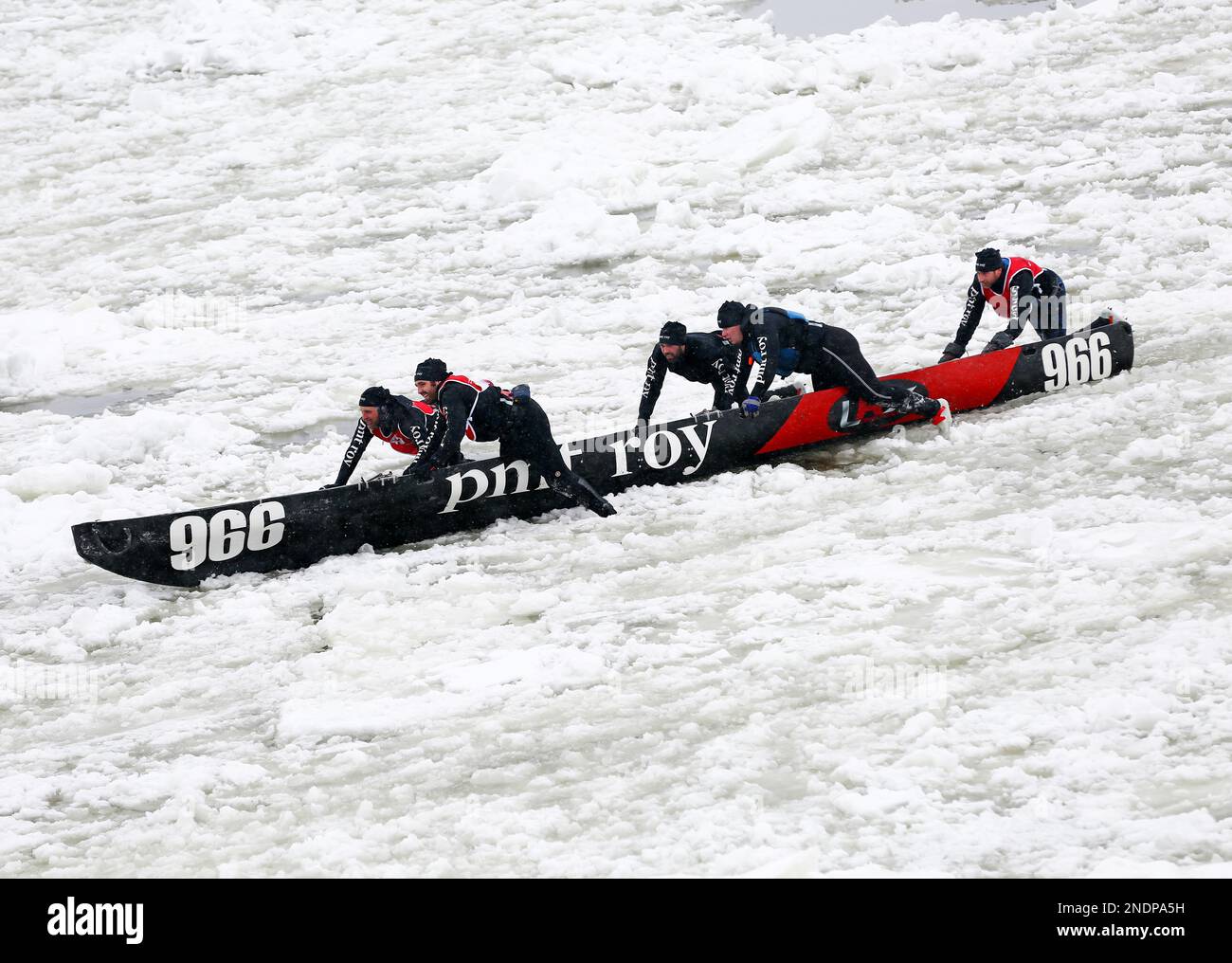 Quebec, Canada - February 5, 2023 : This is the Quebec Ice Canoe Race ...