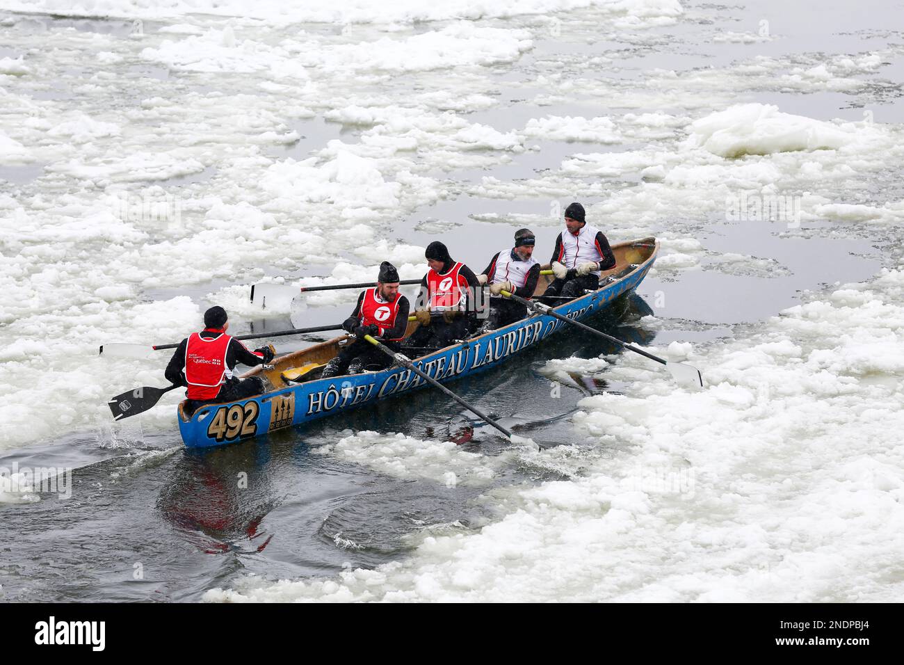 Quebec, Canada - February 5, 2023 : This is the Quebec Ice Canoe Race ...