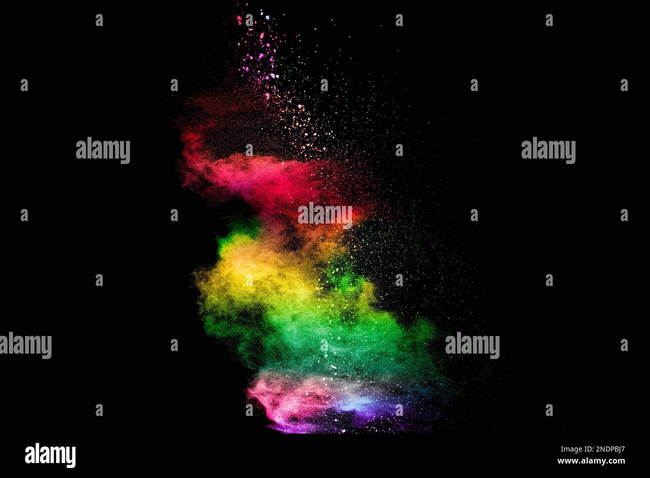 Explosion of colorful Holi powder on black background. Vibrant color ...