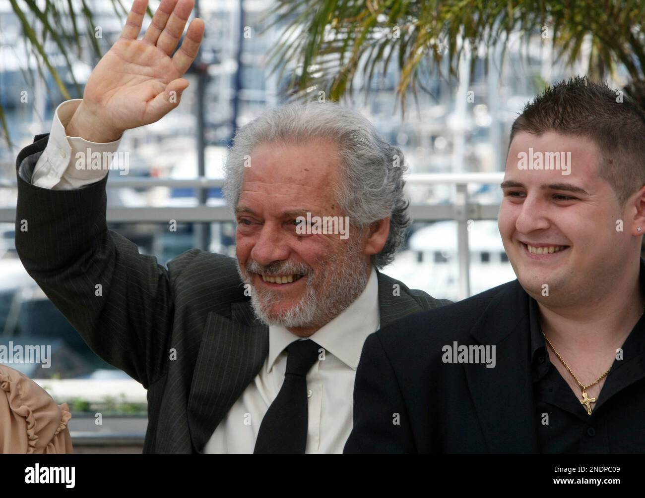 Actors Giorgio Colangeli and Marius Ignat pose during a photo call for the film "Our Life" (La ...