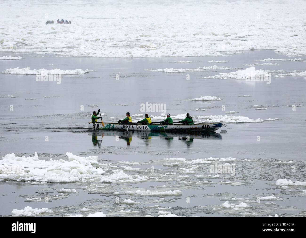 Quebec, Canada - February 5, 2023 : This is the Quebec Ice Canoe Race ...