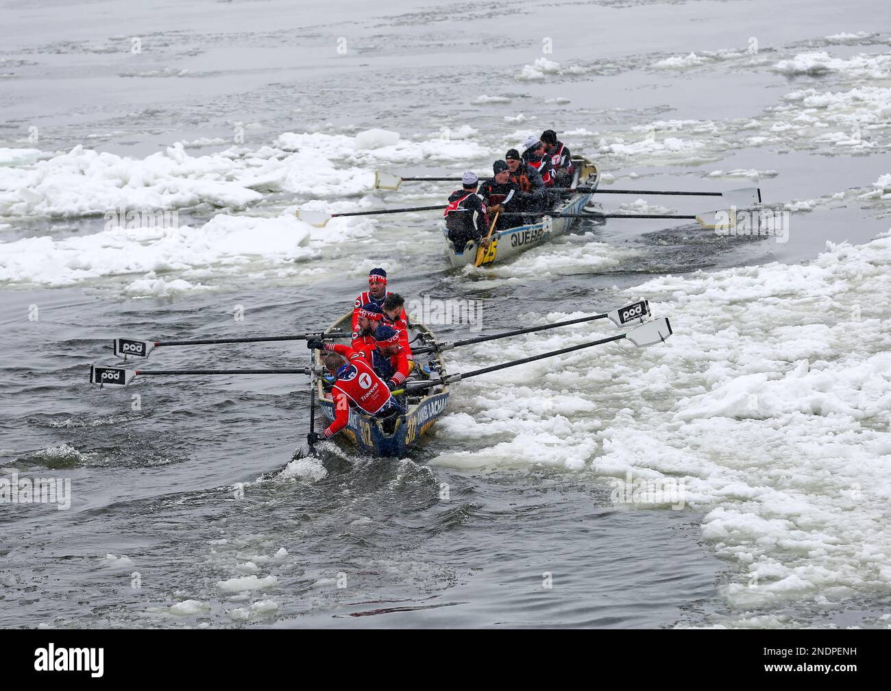 Quebec, Canada - February 5, 2023 : This is the Quebec Ice Canoe Race ...