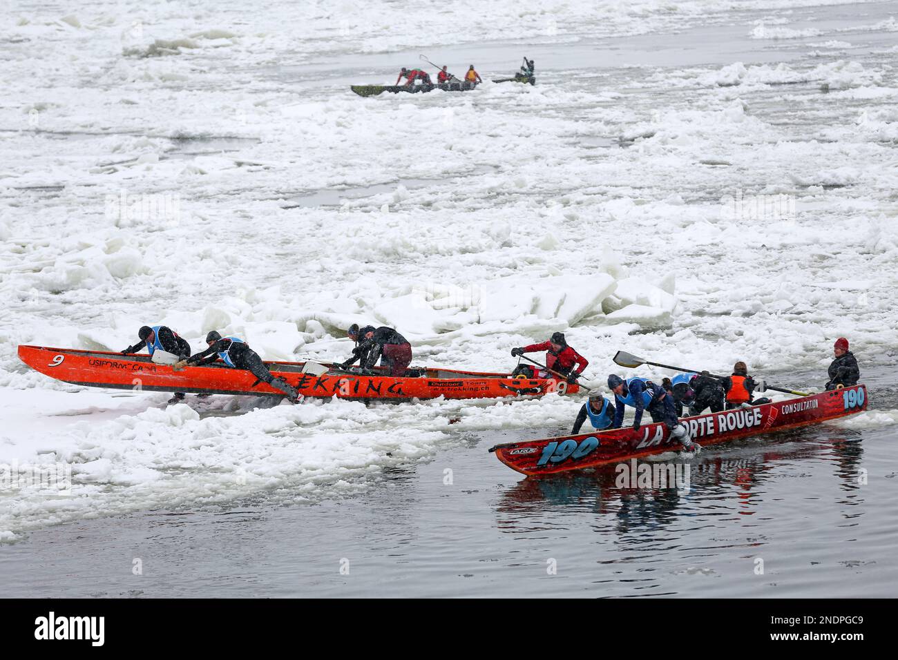 Quebec, Canada - February 5, 2023 : This is the Quebec Ice Canoe Race ...