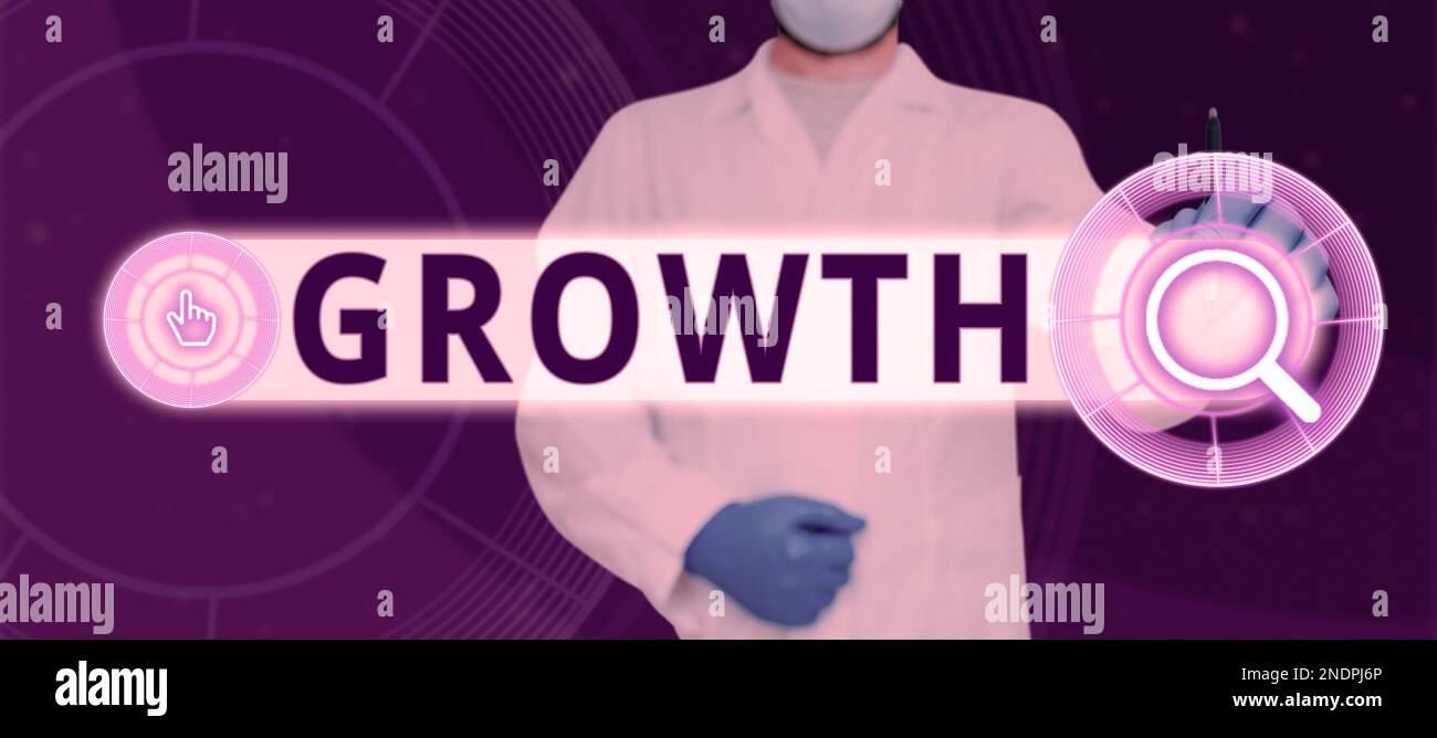 Text sign showing Growth. Concept meaning process of increasing in size ...