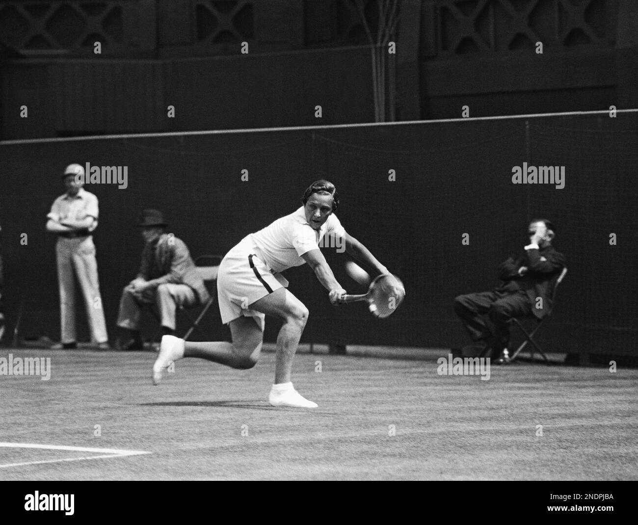 American tennis player Helen Jacobs in play against Dorothy Round ...
