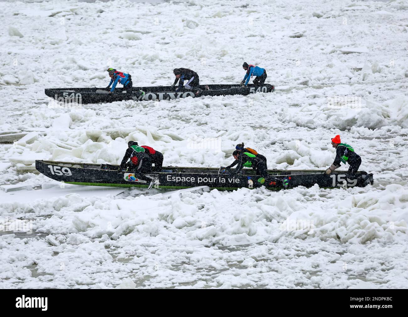 Quebec, Canada - February 5, 2023 : This is the Quebec Ice Canoe Race ...