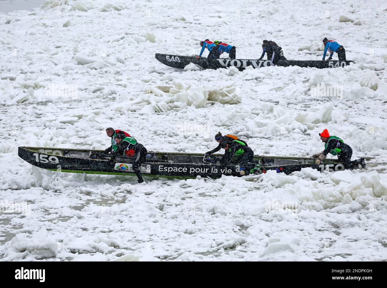 Quebec, Canada - February 5, 2023 : This is the Quebec Ice Canoe Race ...