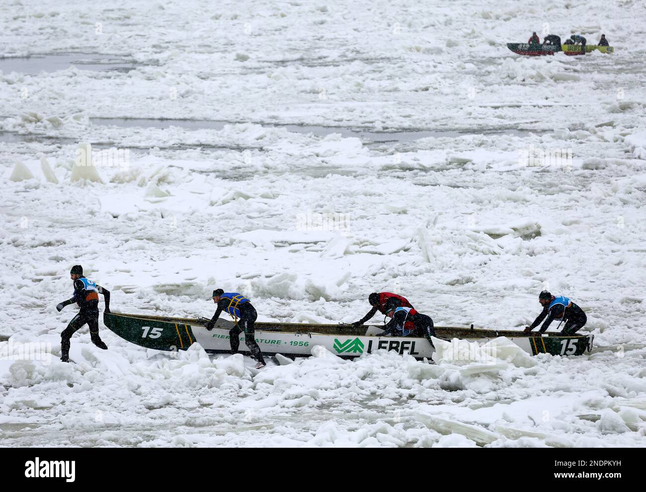 Quebec, Canada - February 5, 2023 : This is the Quebec Ice Canoe Race ...