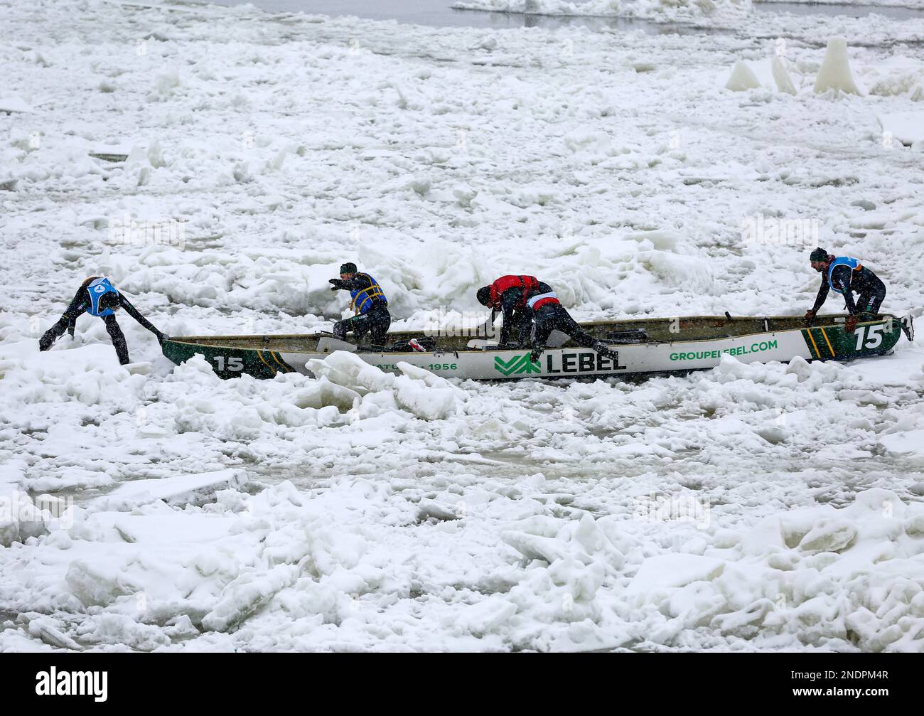 Quebec, Canada - February 5, 2023 : This is the Quebec Ice Canoe Race ...