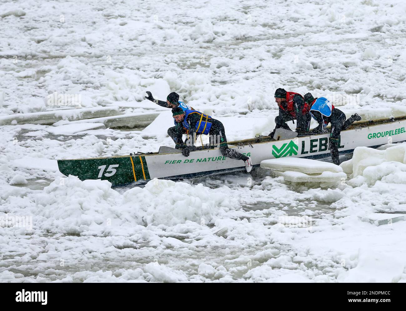 Quebec, Canada - February 5, 2023 : This is the Quebec Ice Canoe Race ...