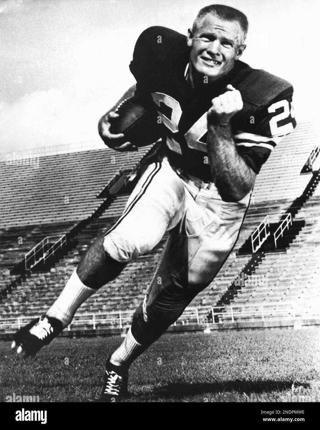 Jim Mooty, University of Arkansas Razorbacks halfback, is pictured on ...