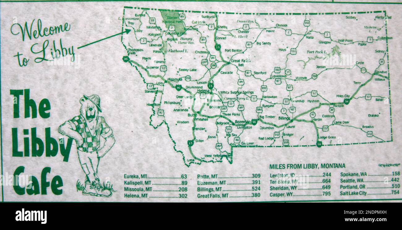 A map from from the Libby Cafe shows its location Monday, Feb. 15, 2010 ...