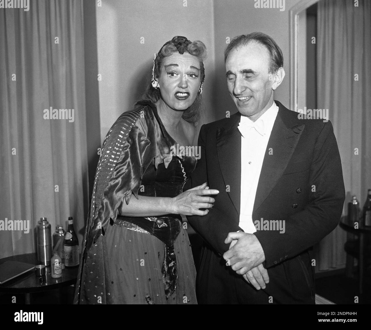 Opera singer Rise Stevens is pictured with composer Virgilio Mortari ...