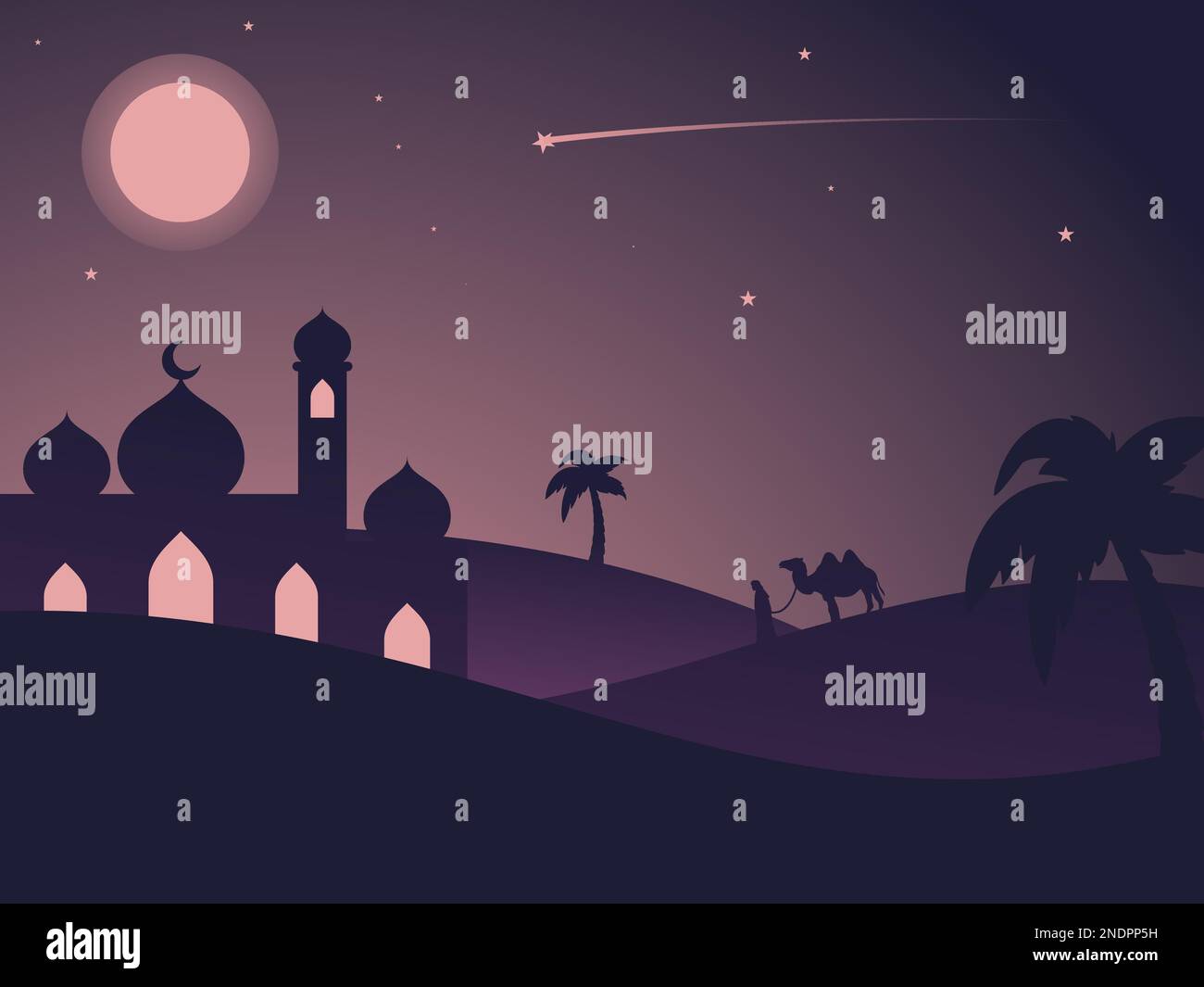 Mosque on beautiful night Stock Vector Images - Alamy