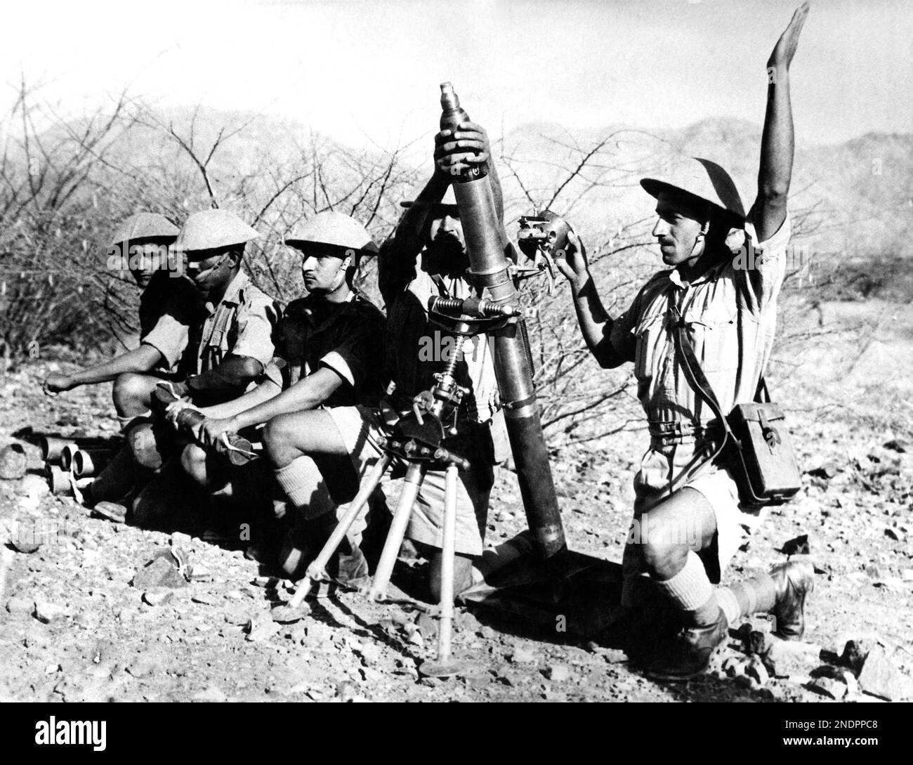 An Indian Trench Mortar crew with their mortar, April 27, 1941. (AP Photo Stock Photo - Alamy