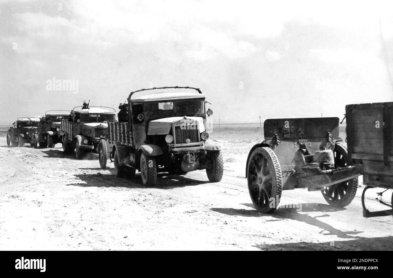 Motorized units of Italian troops during their victorious advance ...