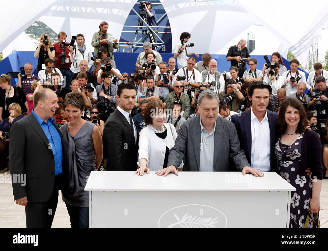 From right, actress Moira Buffini, actor Luke Evans, director Stephen ...