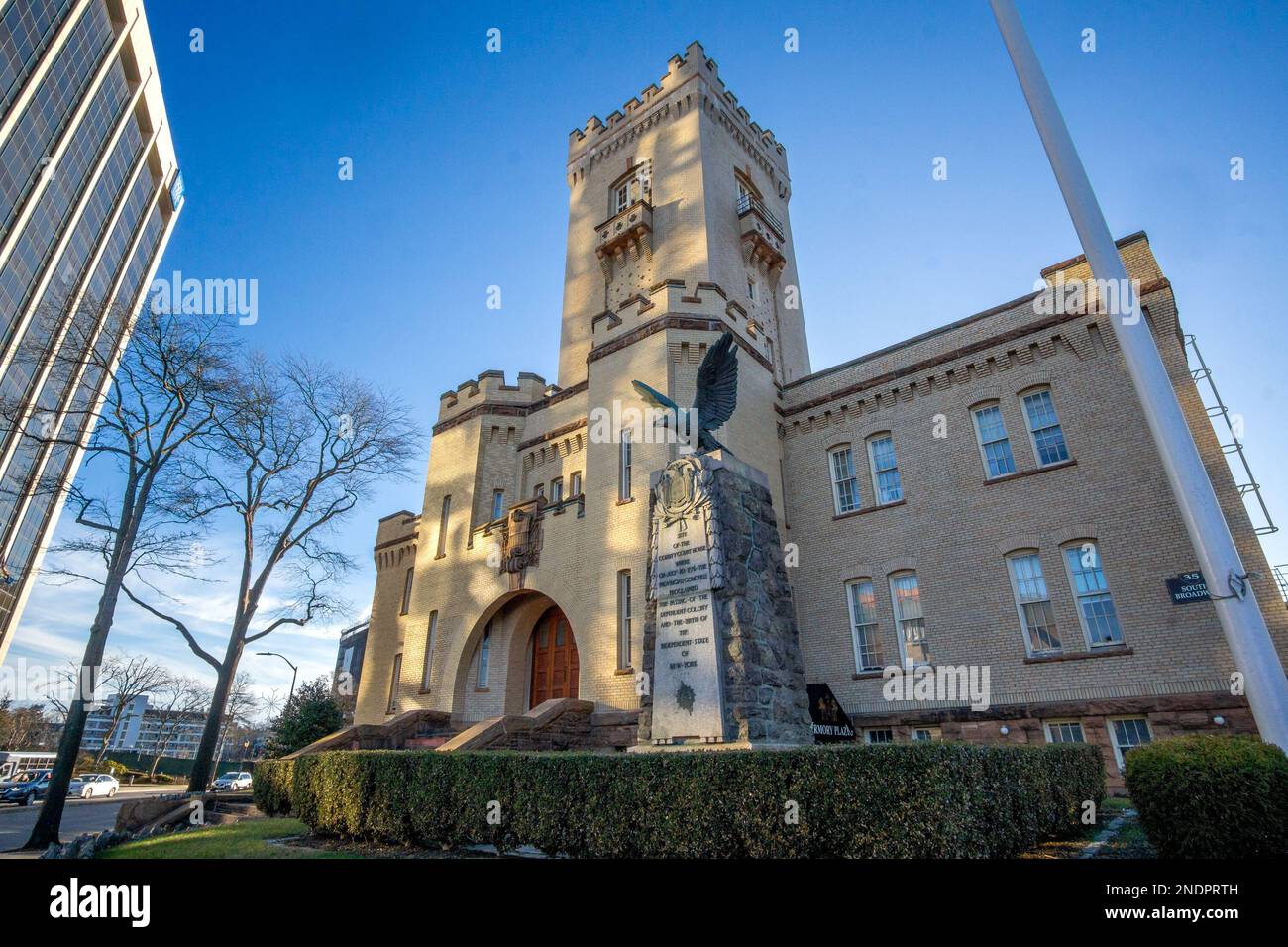 White Plains, NY - USA - Feb 10, 2023 Three quarter view of the White ...