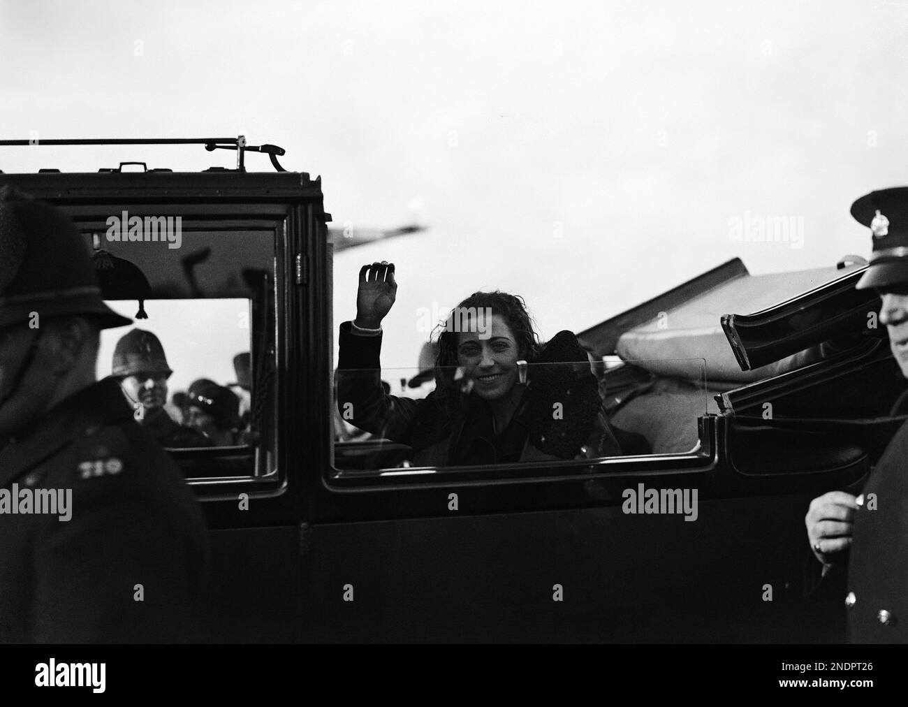 British pilot Amy Johnson, now Amy Mollison leaving Croydon Aerodrome ...