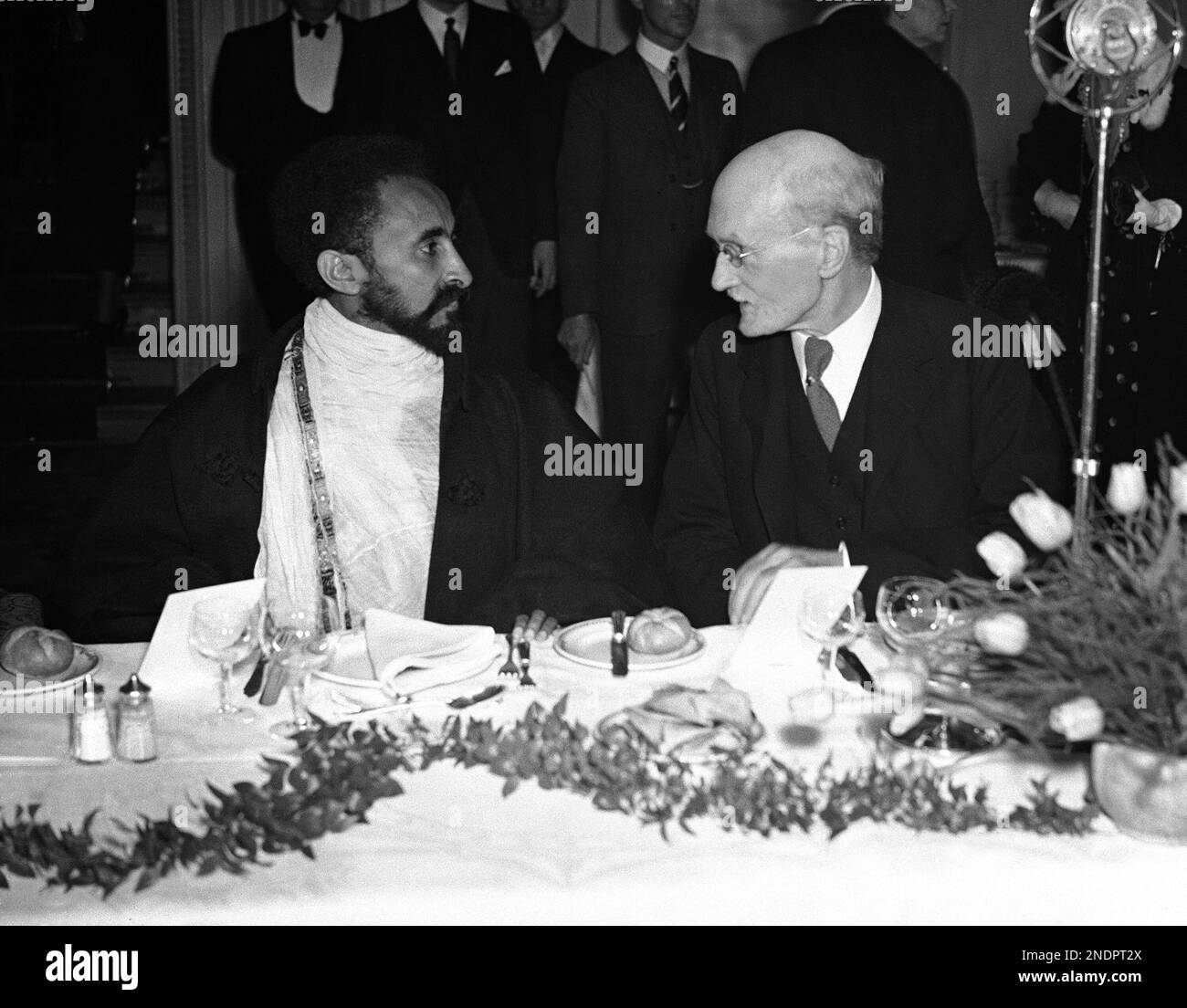 Ethiopia's Emperor Haile Selassie, left, with Professor Gilbert Murray ...