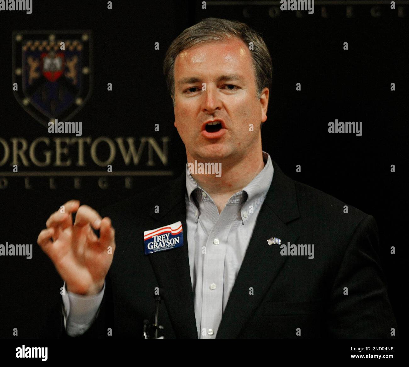 Republican U.S. Senate candidate Trey Grayson gestures while speaking ...