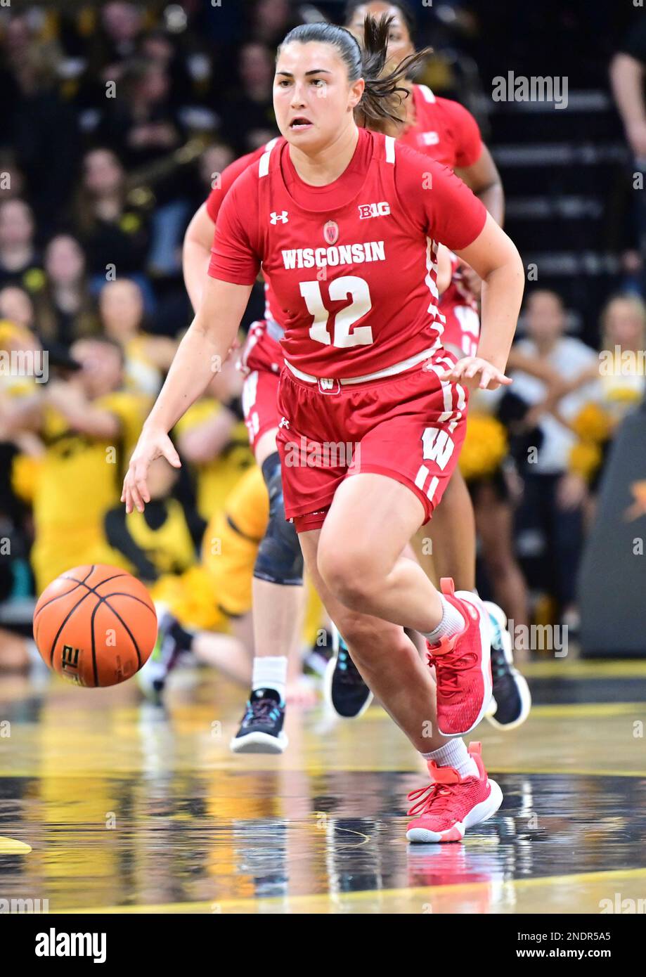 IOWA CITY, IA - FEBRUARY 15: Wisconsin guard Avery LaBarbera (12 ...