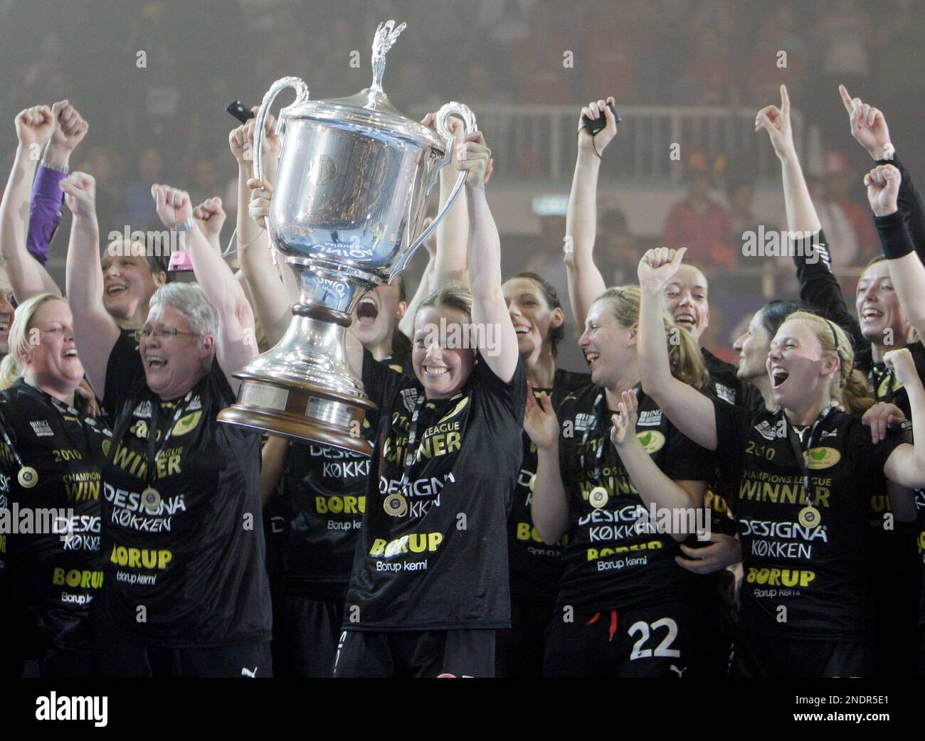 Viborg HK's celebrate winning the women's handball Champions League ...