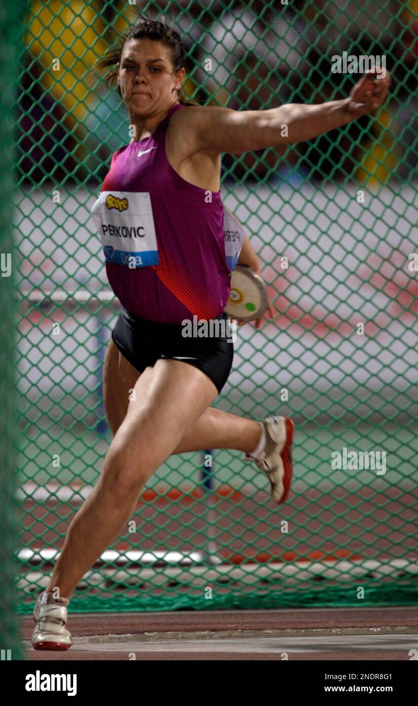Croatia's Sandra Perkovic throws her discus during IAAF Diamond League ...