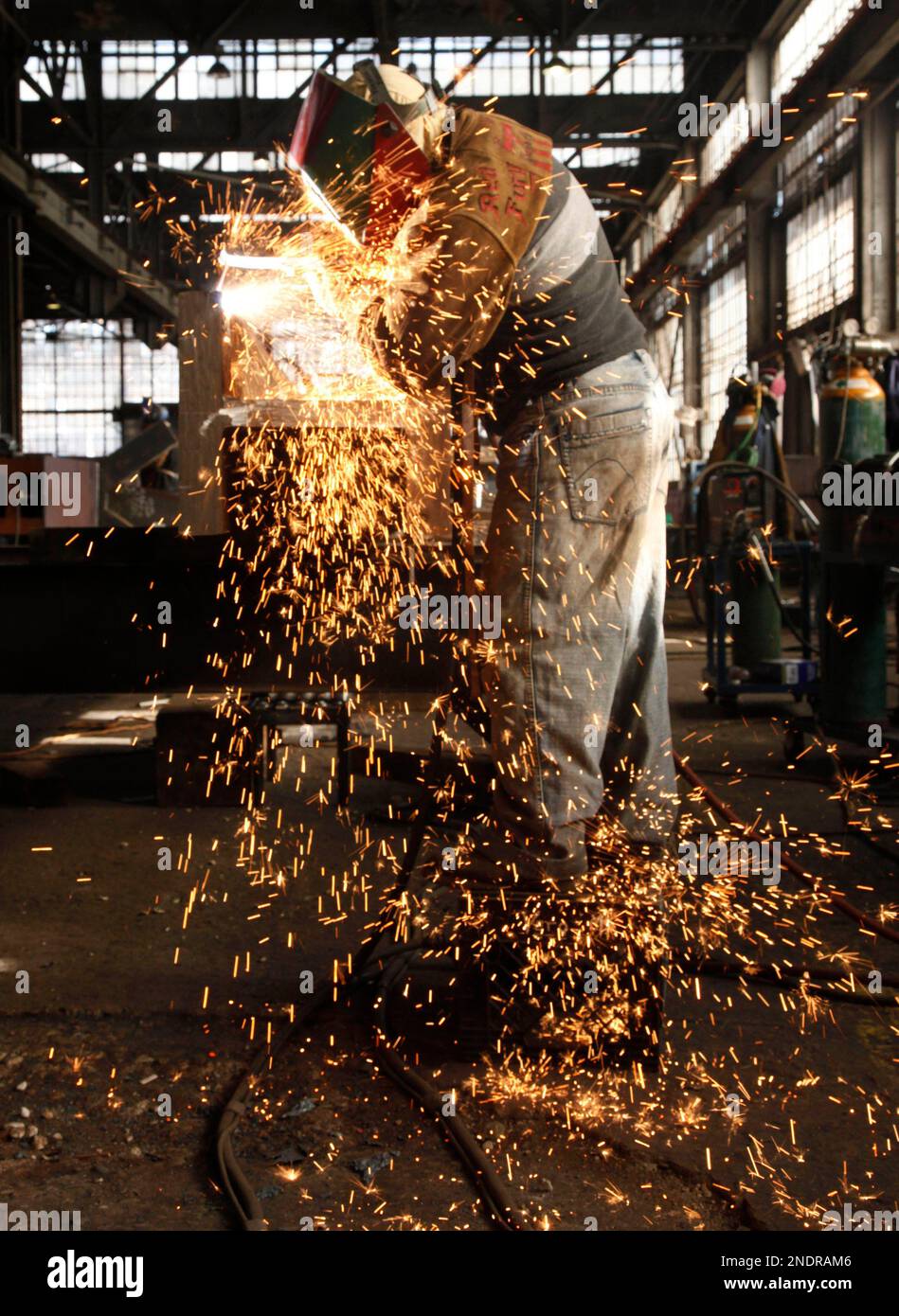 FILE - In this Dec. 4, 2009 file photo, a steel worker at MRP in South ...