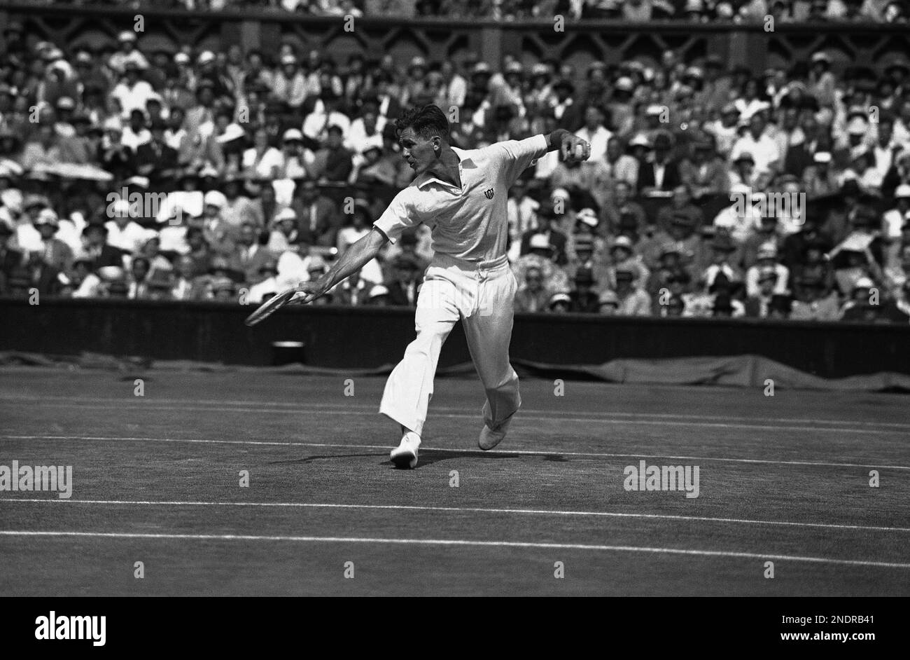 American tennis player Ellsworth Vines playing in the final at ...