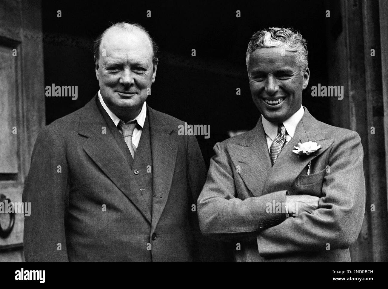British actor Charlie Chaplin, right, met with Winston Churchill at the ...