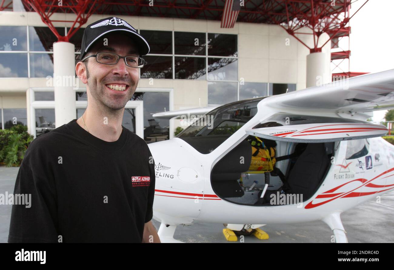 Pilots Yannick Bovier, of Switzerland, is shown in front of the ...