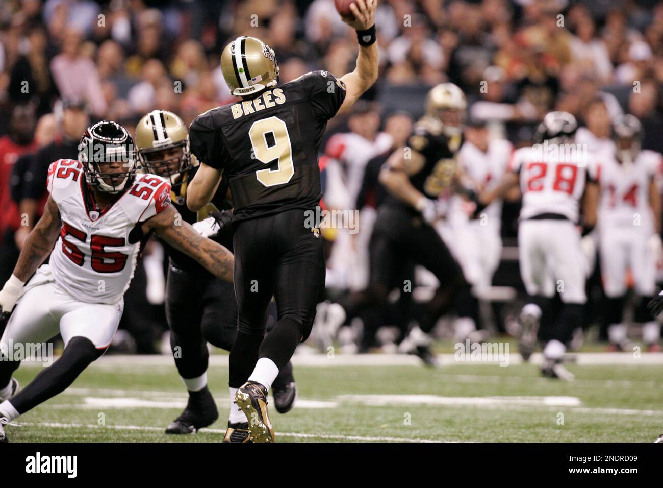 The New Orleans Saints are seen in action against the Atlanta Falcons ...