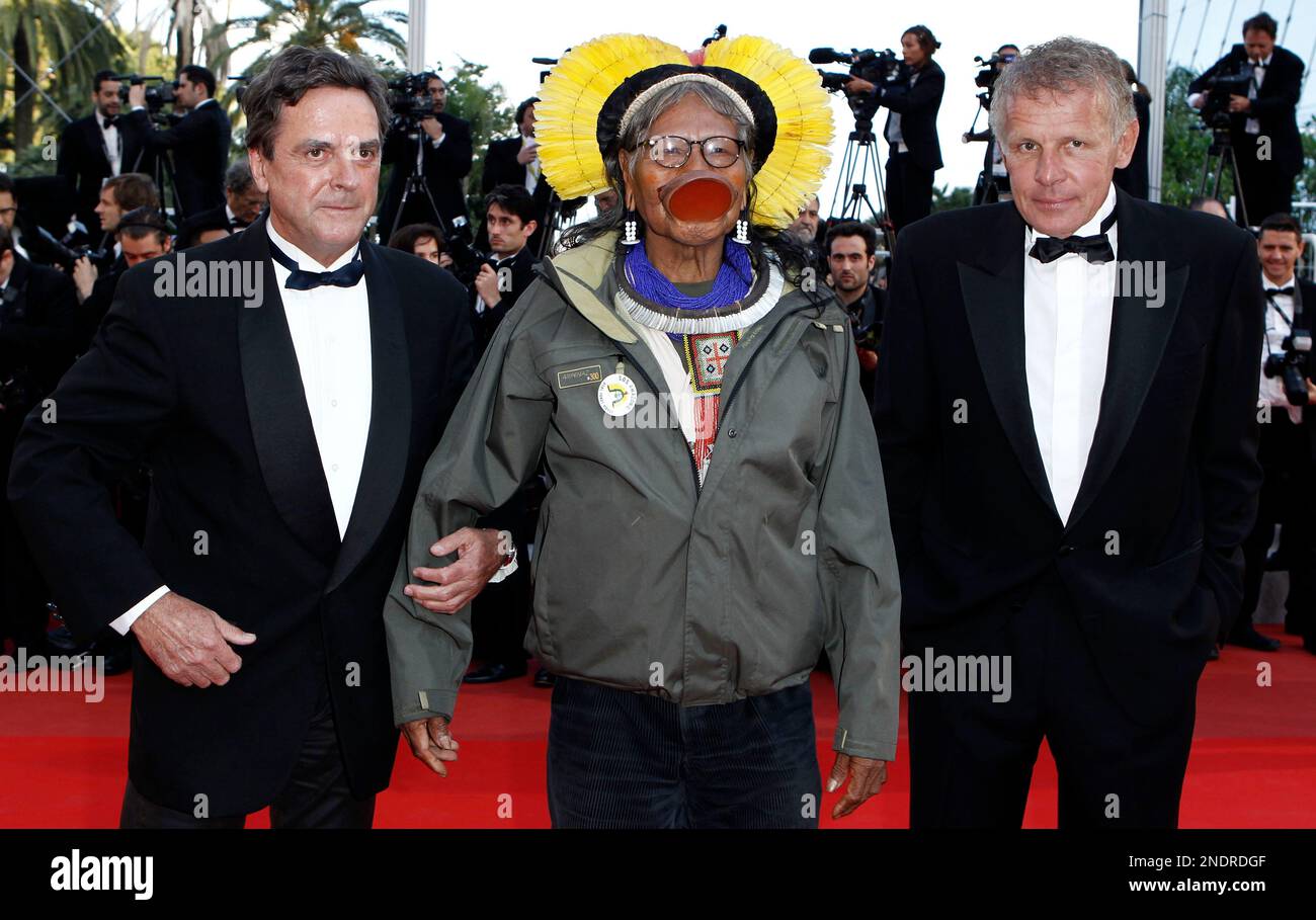Director Jean-Pierre Dutilleux, right, and tribal chief Raoni Metuktire ...