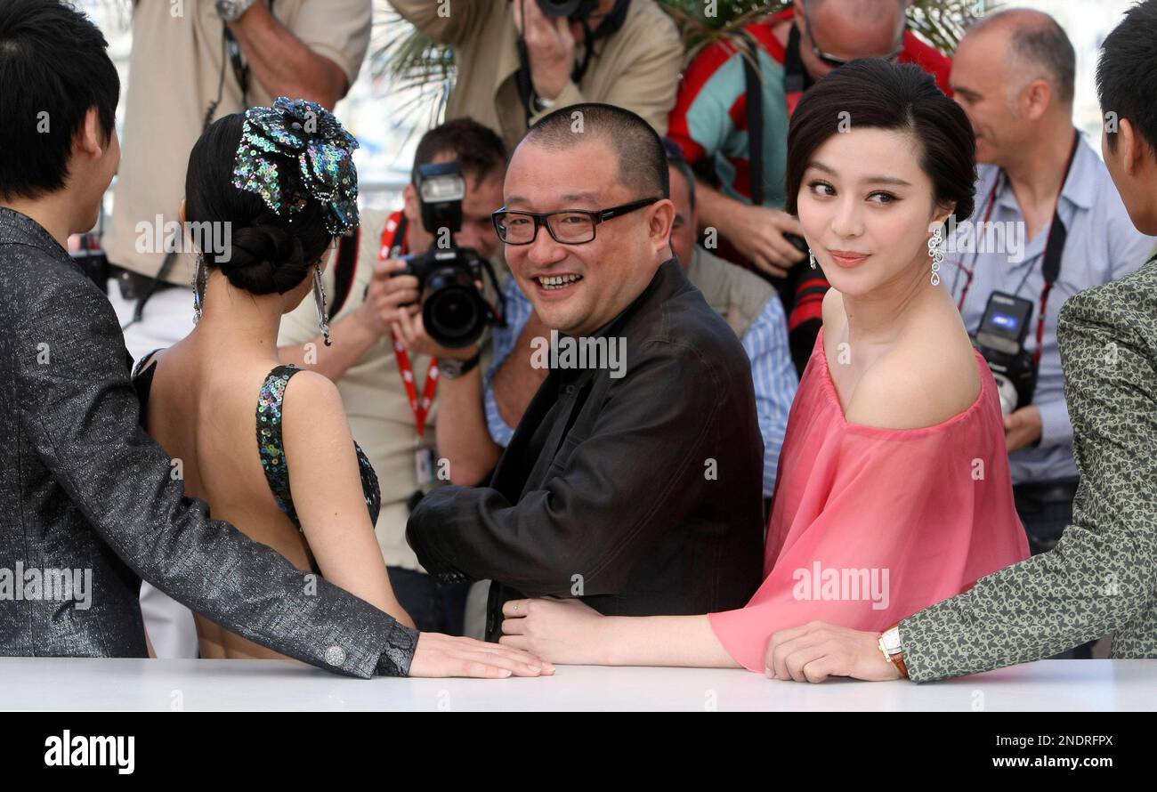 From left to right, actor Zi Yi, actress Li Feier, director Wang ...