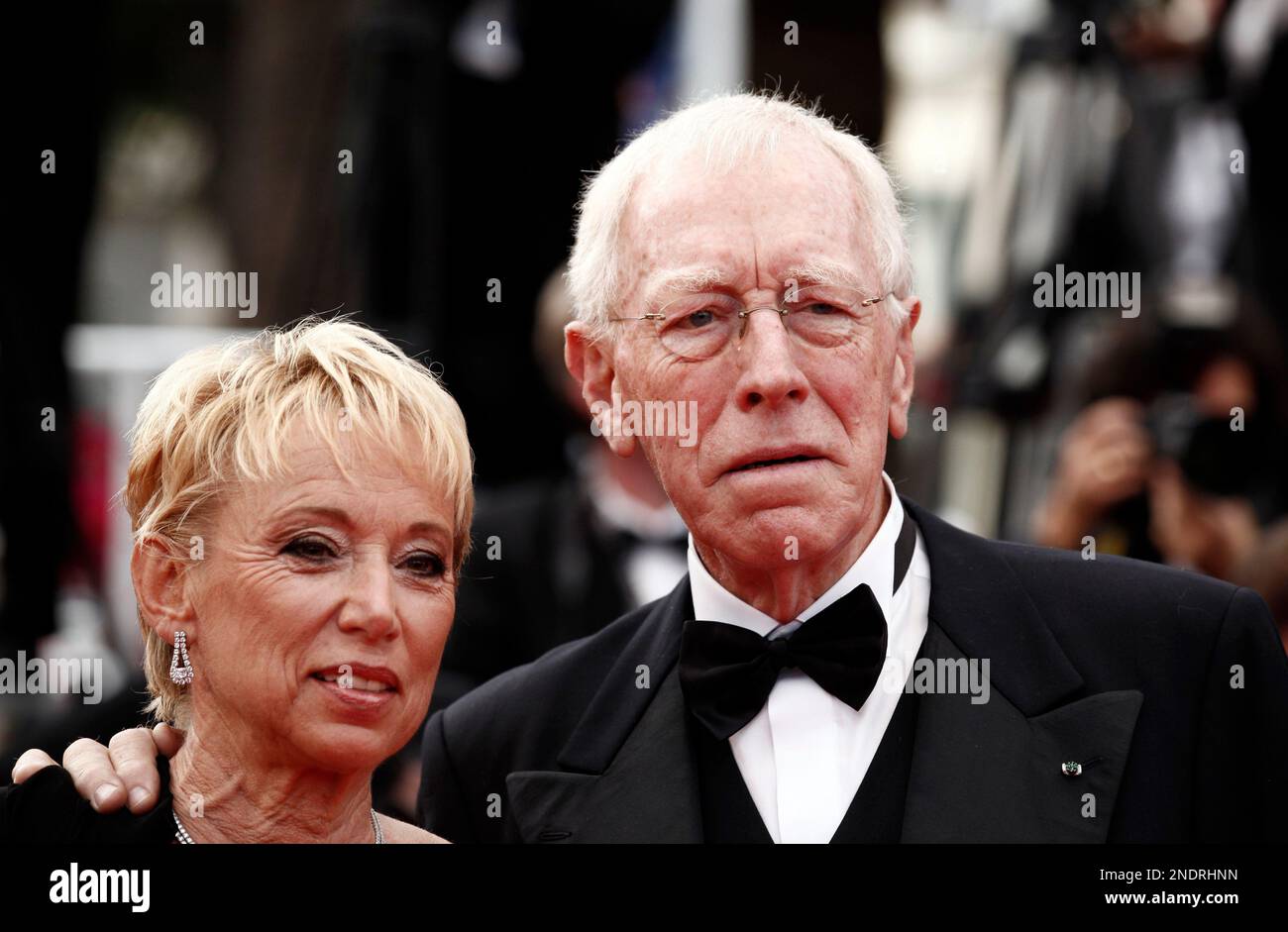 Max von Sydow, right, and an unidentified guest arrive at the premiere ...