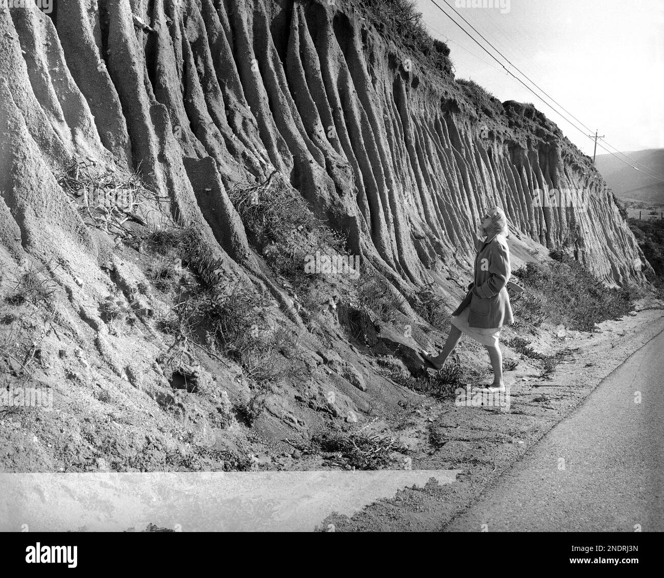 A traveler along California's Carmel-San Simeon Highway stops for a ...