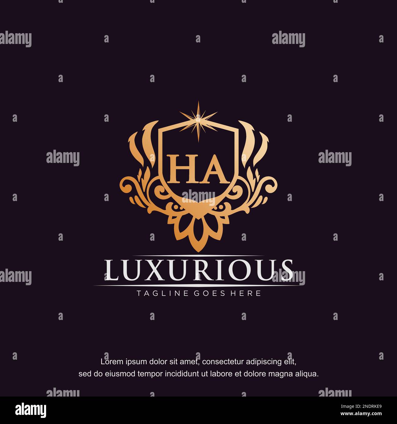 HA initial letter luxury ornament gold monogram logo template vector ...