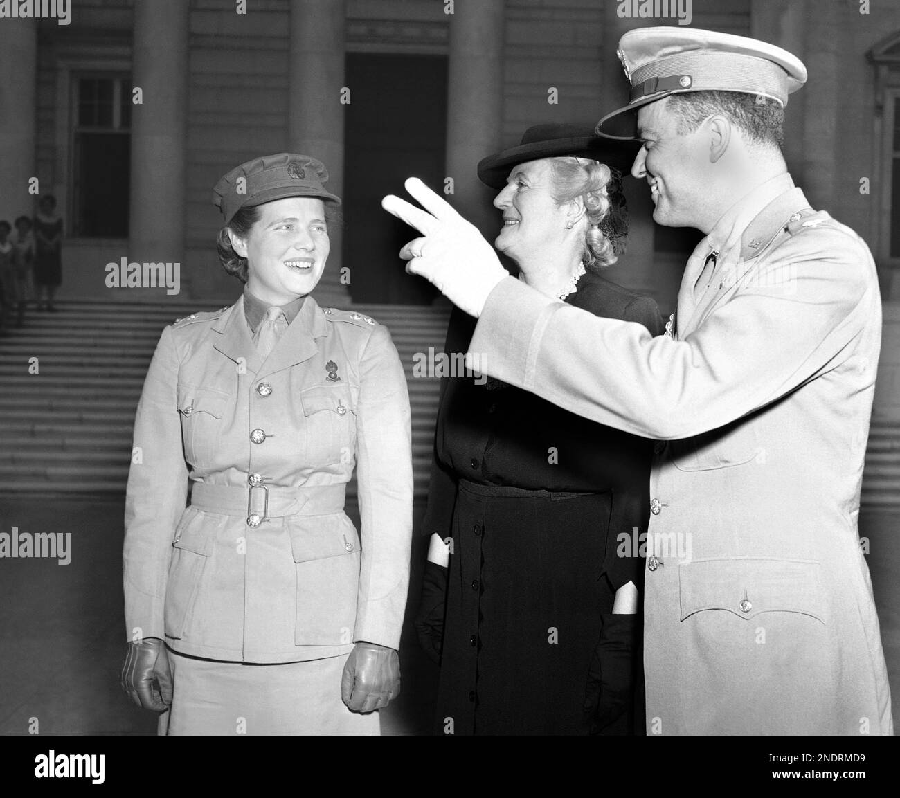 Miss Mary Churchill, left, in her uniform as a subaltern in the British ...