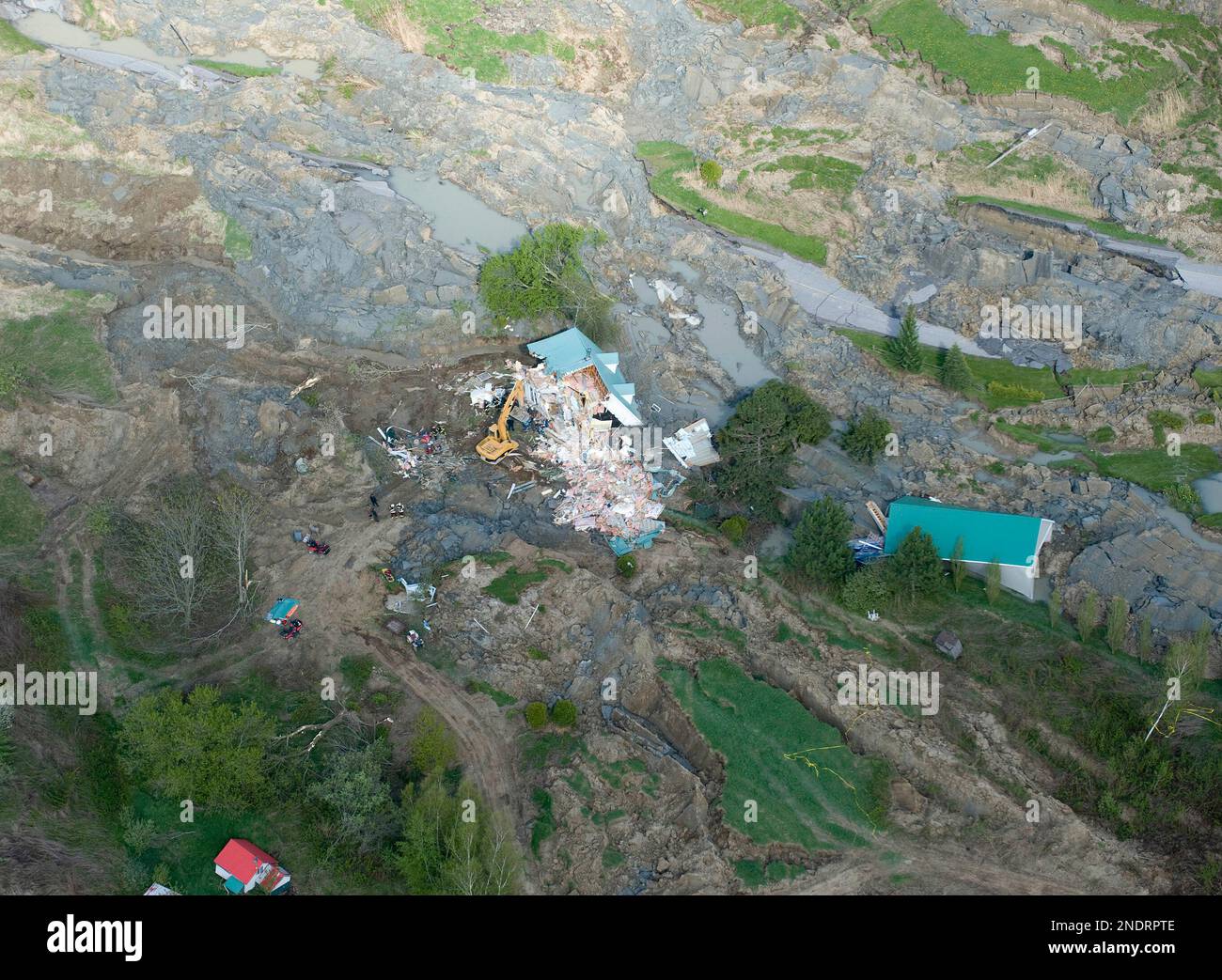 A landslide in Saint-Jude, Quebec is shown from the air on Tuesday, May ...