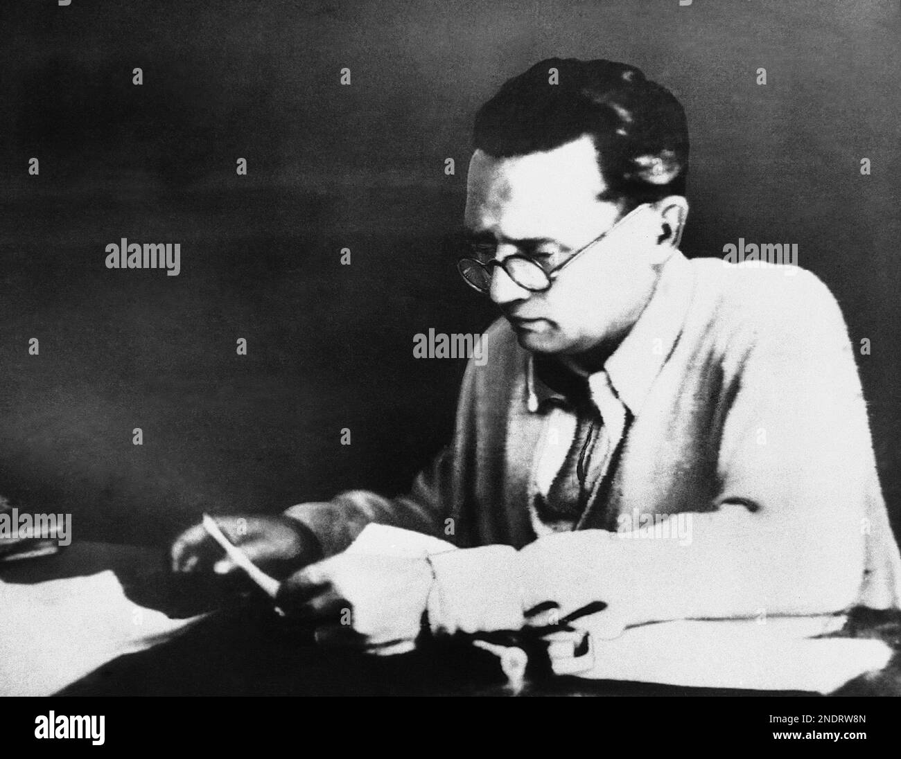 General Josif Broz Tito, Yugoslav Partisan chieftan sits at his desk at ...