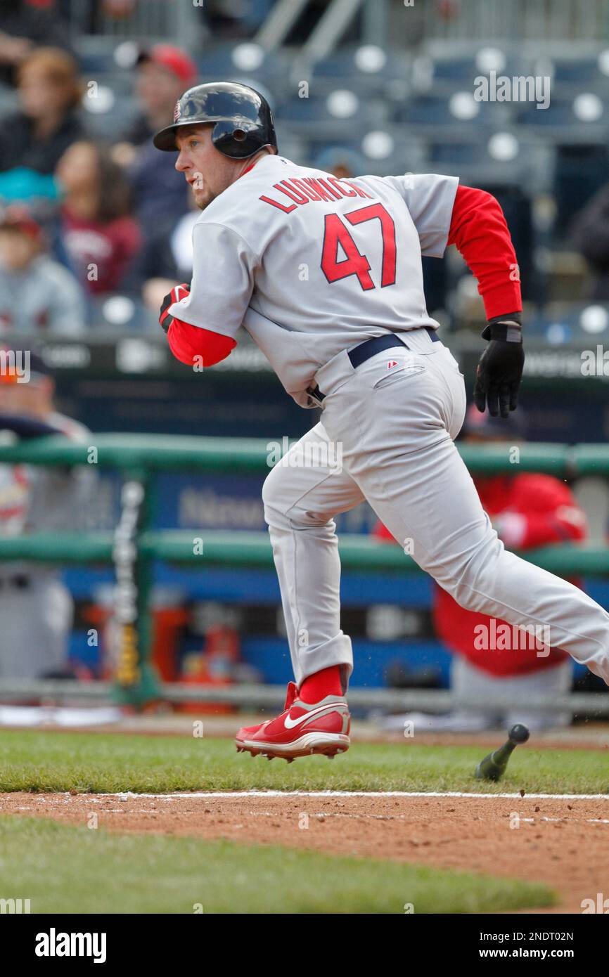 St. Louis Cardinals' Ryan Ludwick (47) singles to left field in the ...