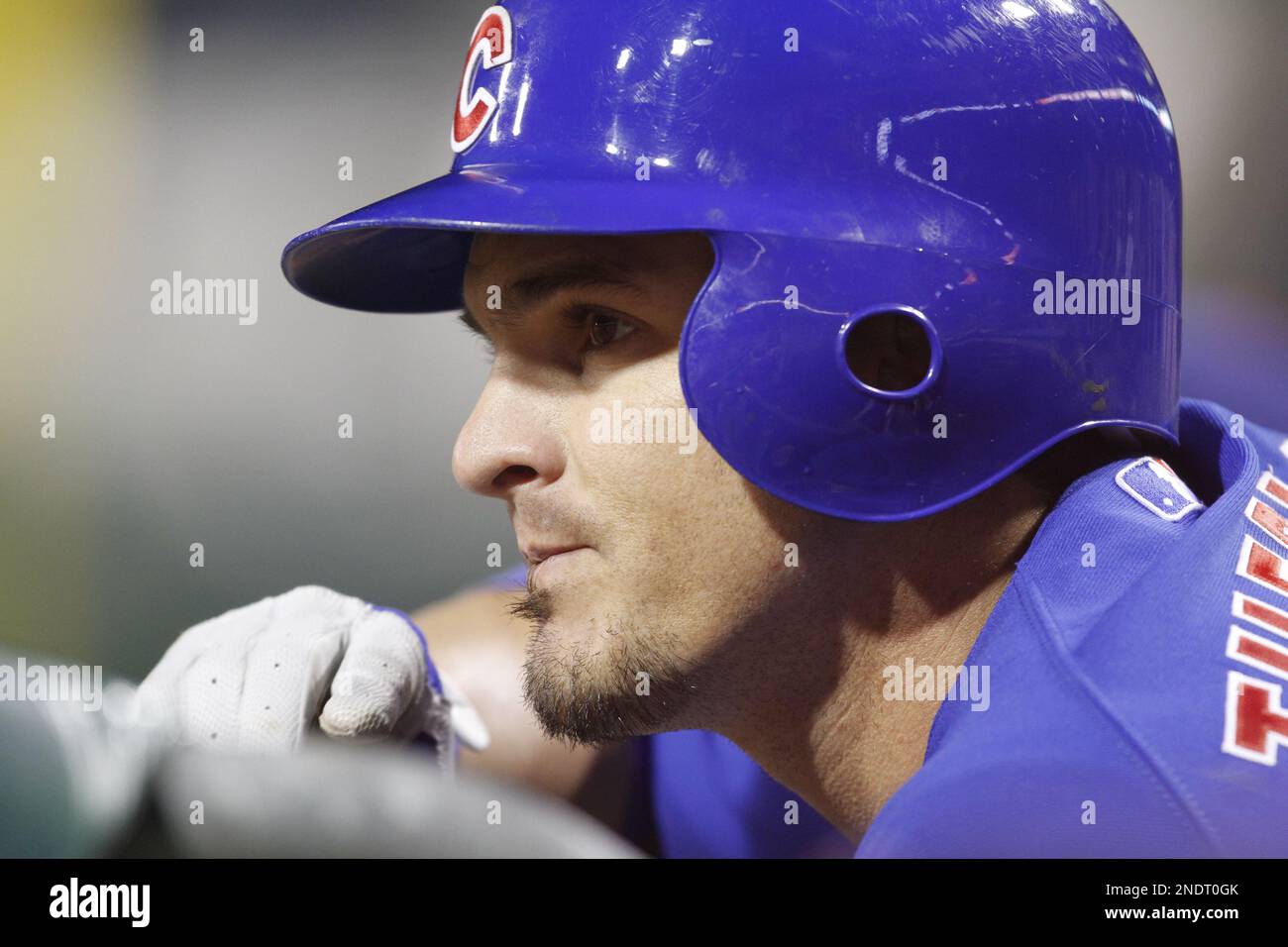 Chicago Cubs' Ryan Theriot waits on the dugout steps during a baseball ...