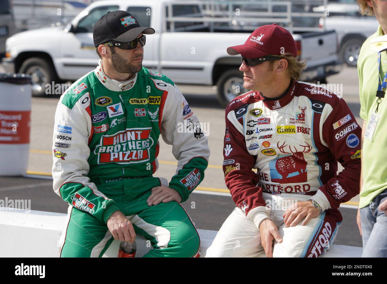Clint Bowyer, right, and Elliott Sadler, left, are shown before ...