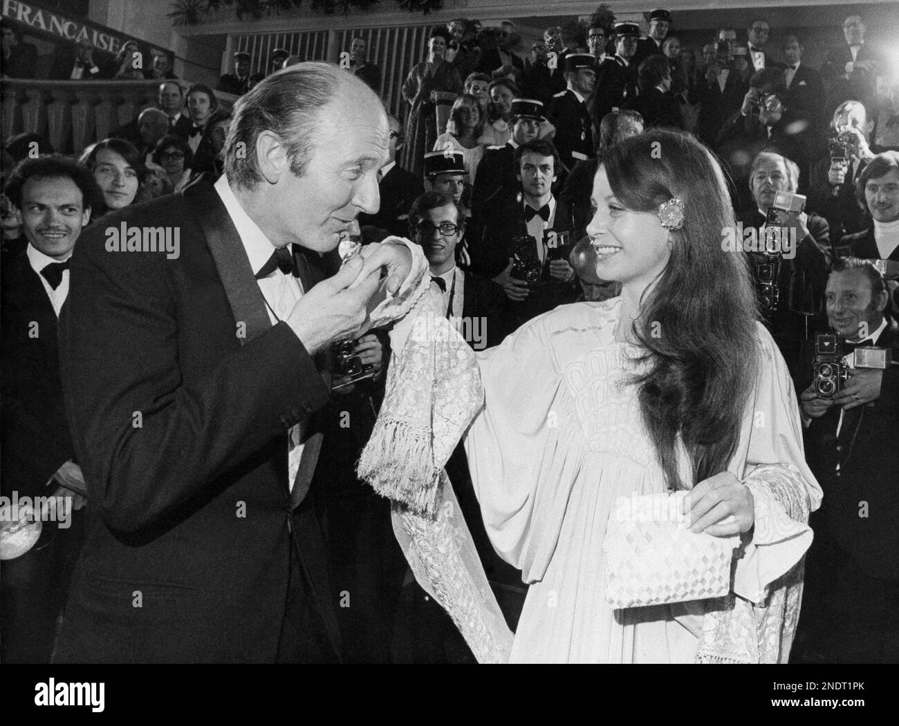 British director Alan Bridges kisses hand of Sarah Miles at the ...