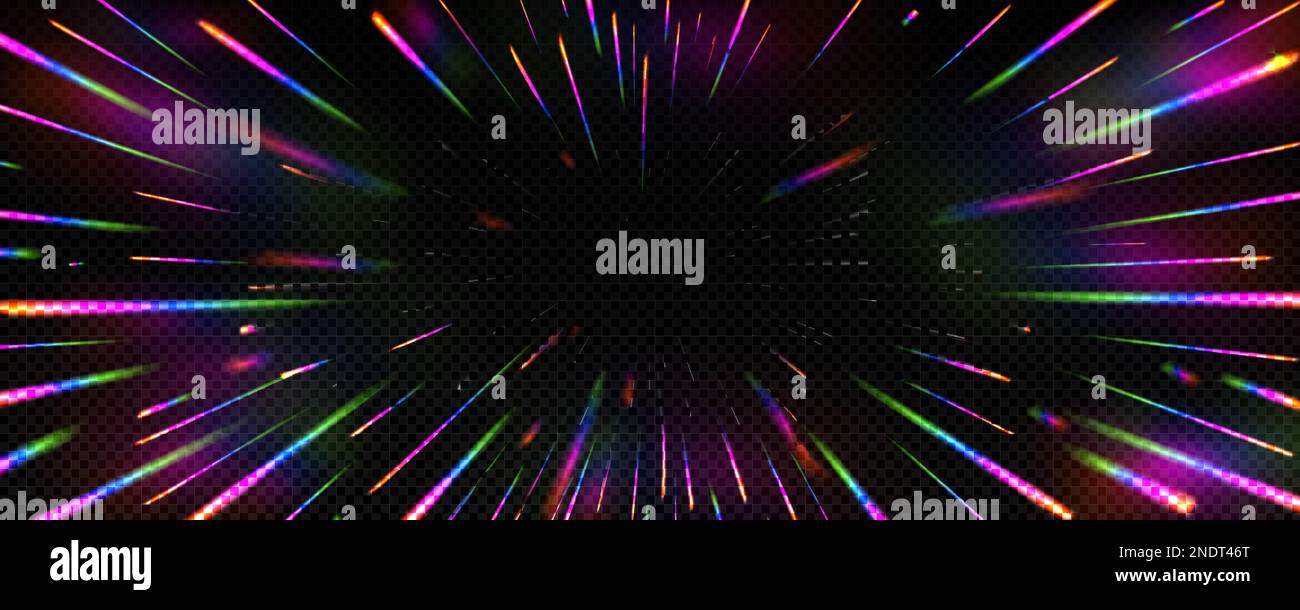 Rainbow light speed on transparent background. Vector realistic ...
