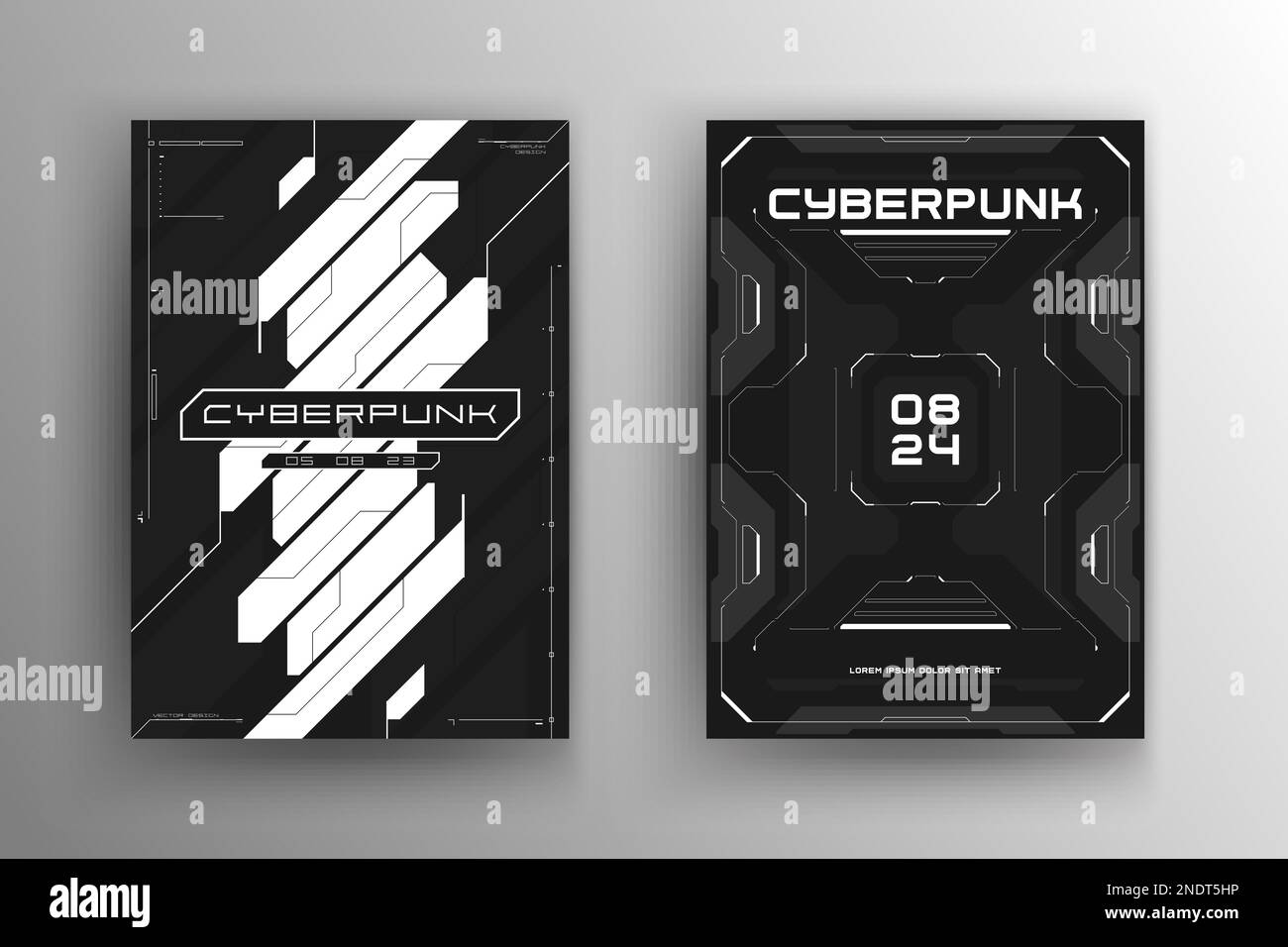 Set of Cyberpunk futuristic poster. Modern cyberpunk design for web and ...
