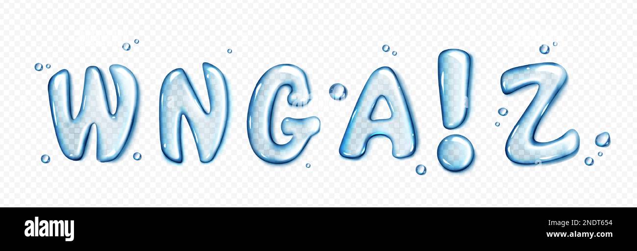 Water font letters png isolated on transparent background. Vector ...
