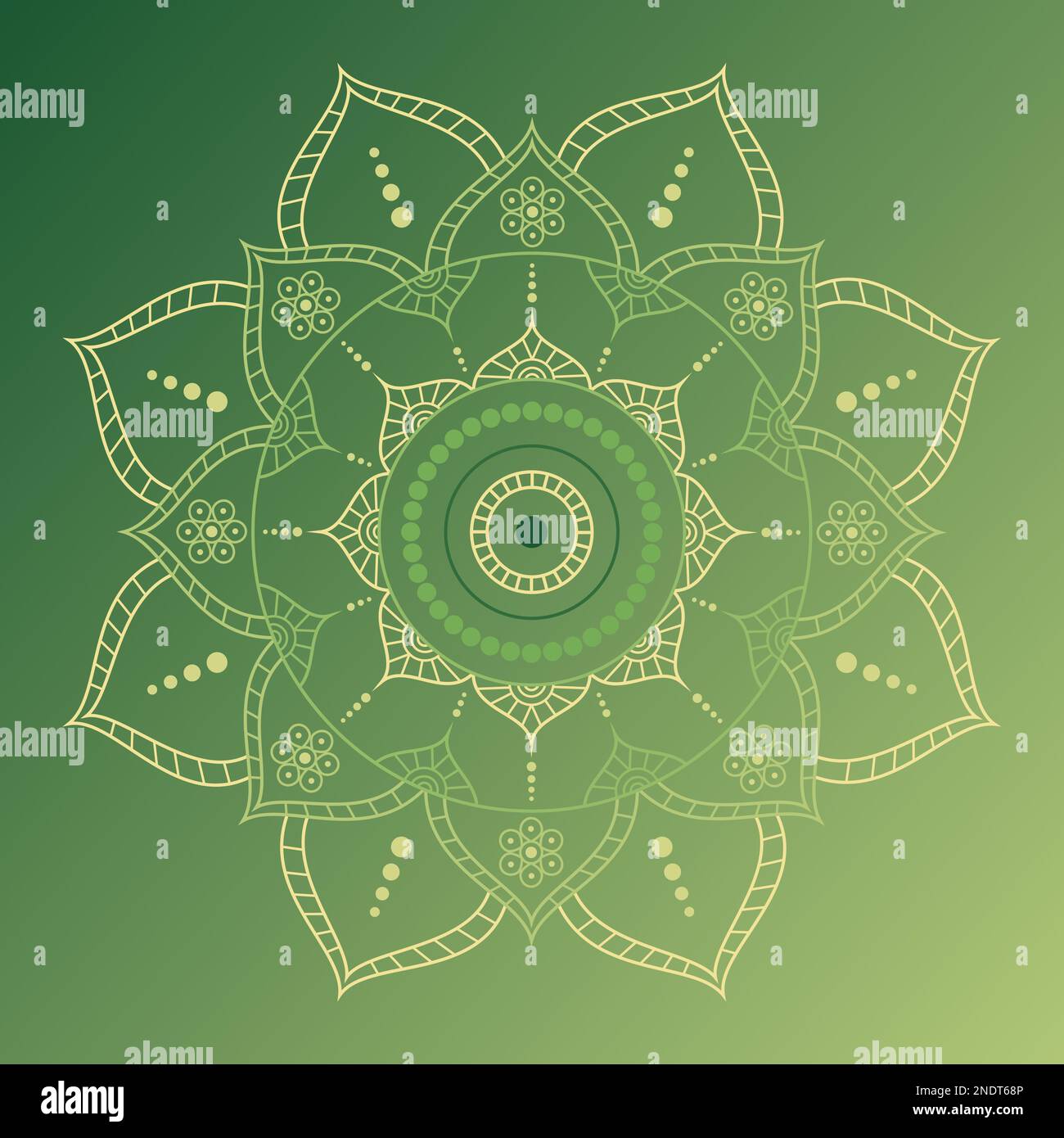 Circle mandala. Green color. Tattoo sketch, mahendi. Ethnic drawing ...