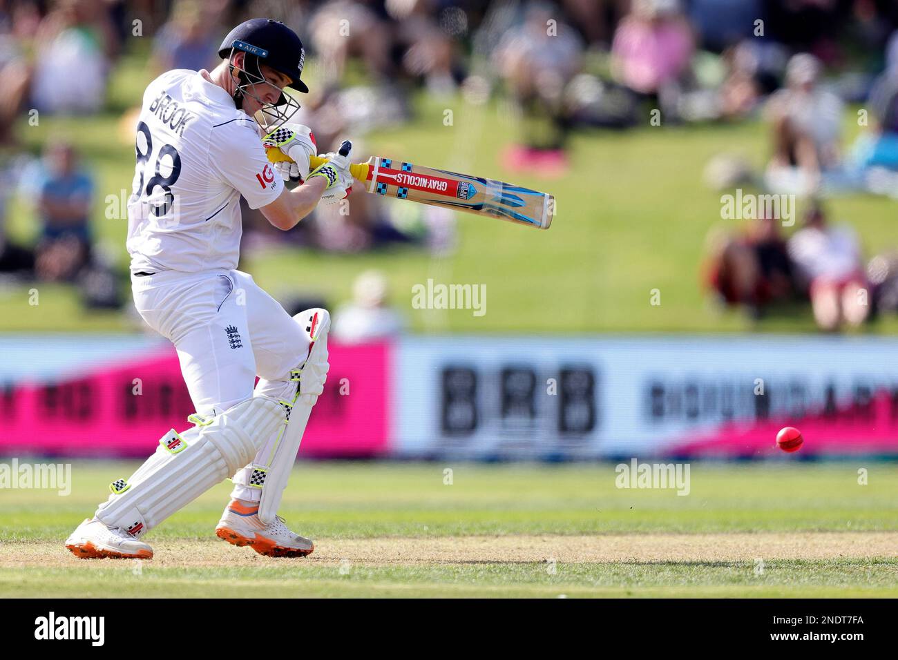 England's Harry Brook bats against New Zealand on the first day of ...